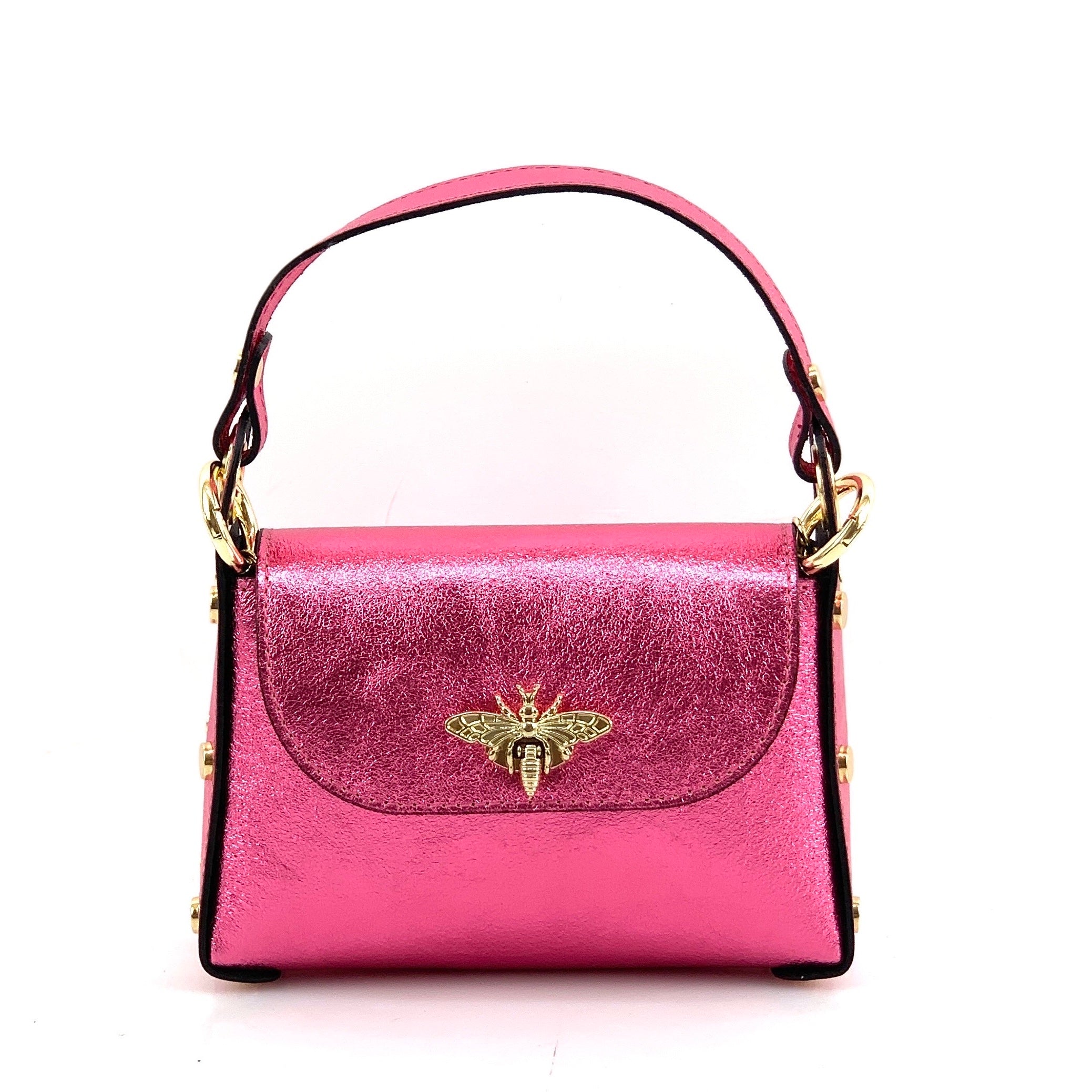 Geanta roz sidef din piele naturala Bee Prety – gentipiele